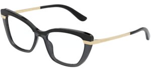 dolce & gabbana dg3325-3246 eyeglass frame black on transparent bla w/demo lens 54mm