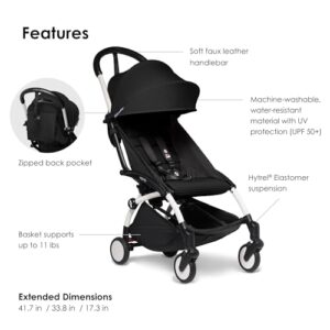 BABYZEN YOYO2 Stroller - Lightweight & Compact - Includes White Frame, Black Seat Cushion + Matching Canopy - Suitable for Children Up to 48.5 Lbs