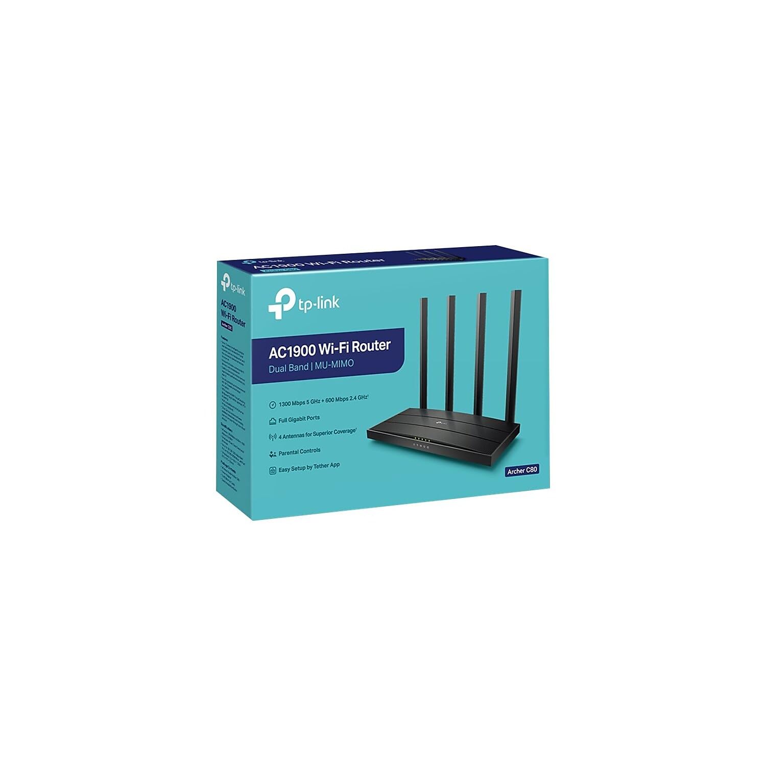 TP-Link AC1900 Wireless MU-MIMO WiFi Router - Dual Band Gigabit Wireless Internet Routers for Home, Parental Contorls & QS, Beamforming (Archer C80)