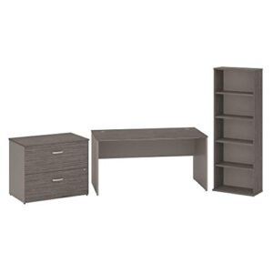 bush furniture commerce 60w office desk with 2 drawer lateral file cabinet and bookcase