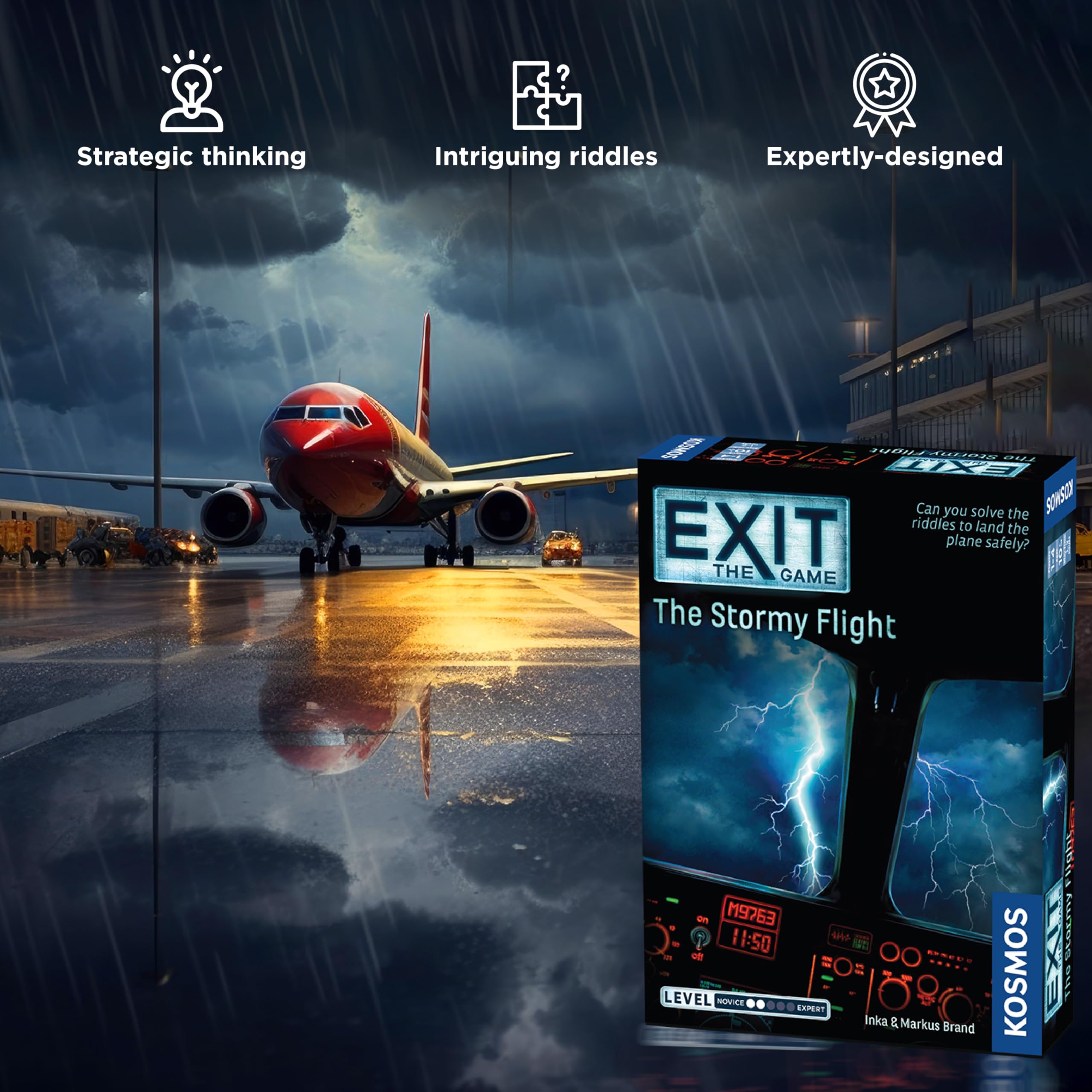 EXIT: The Stormy Flight | Escape Room Game in a Box| EXIT: The Game – A Kosmos Game | Family – Friendly, Card-Based at-Home Escape Room Experience for 1 to 4 Players, Ages 12+