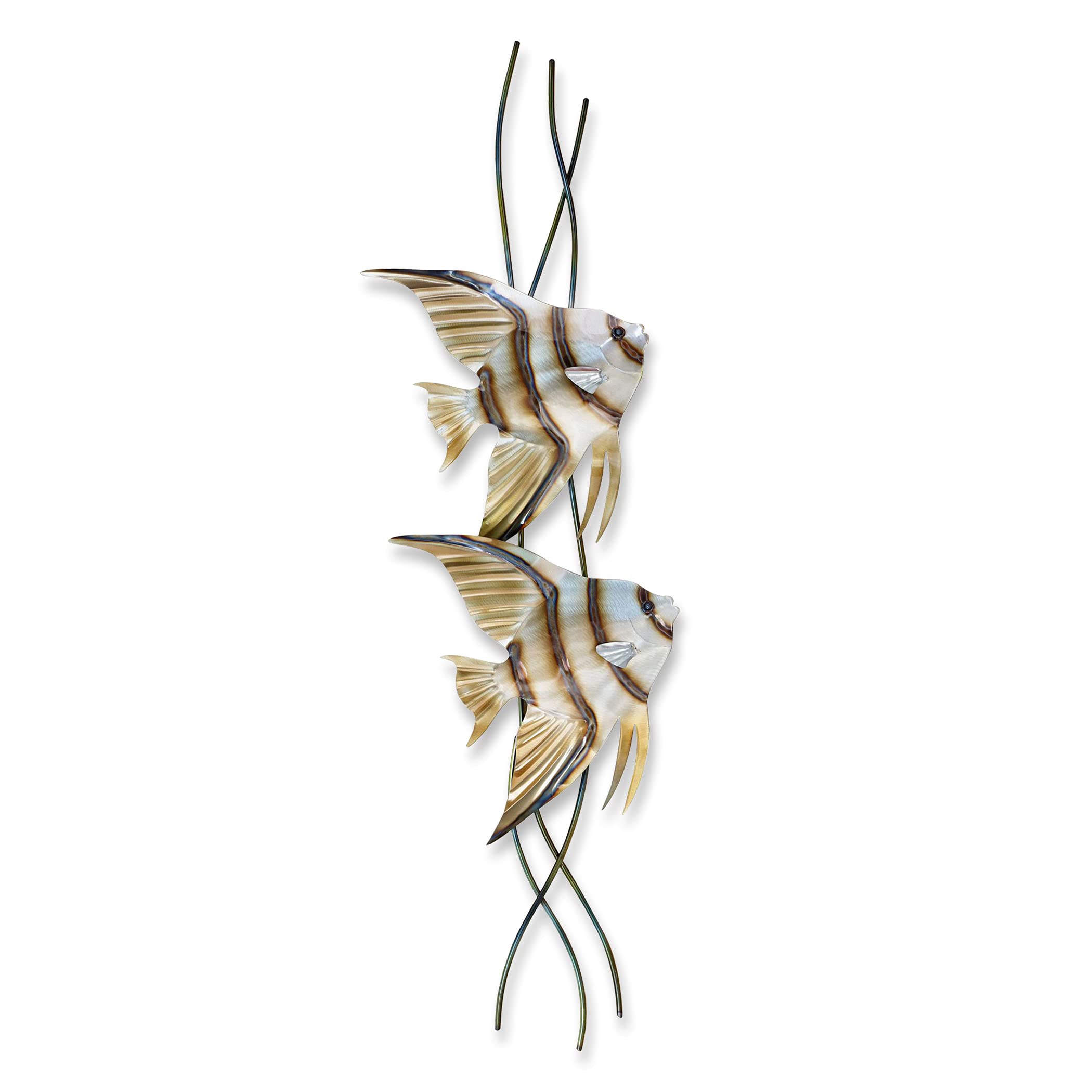 T.I. Design Angelfish Pair Vertical Facing Right Contemporary Coastal Metal Wall Decor