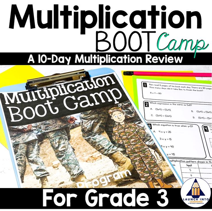 Multiplication Boot Camp- Multiplication Review Covering All Multiplication Standards for Grades 3-4