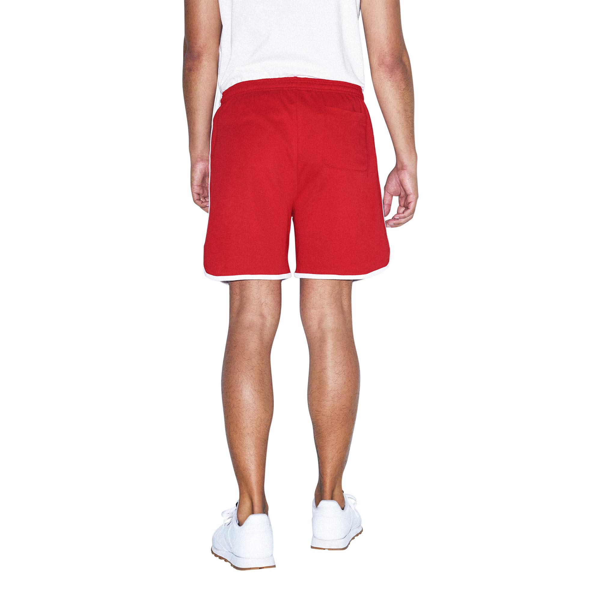 American Apparel Men's Interlock Basketball Shorts, Red/White, Medium