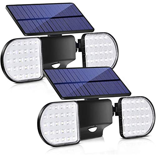 Bebrant Solar Lights Outdoor, 56 LED Motion Sensor Security Lights IP65 Waterproof Solar Flood Lights 360° Adjustable Double-Head Spotlights for Front Door Garden Yard Patio (2 Pack)…