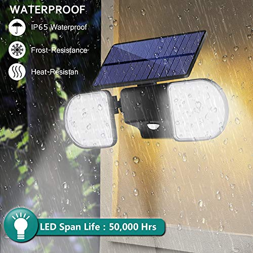 Bebrant Solar Lights Outdoor, 56 LED Motion Sensor Security Lights IP65 Waterproof Solar Flood Lights 360° Adjustable Double-Head Spotlights for Front Door Garden Yard Patio (2 Pack)…