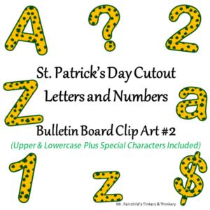 st patrick's day bulletin board letters and numbers clip art uppercase lowercase combo pack