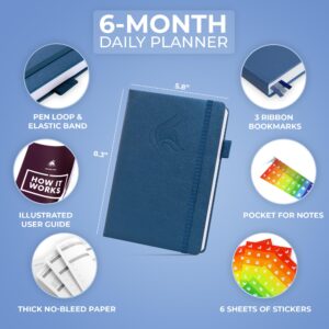 Clever Fox Daily Planner – Undated Planning Notebook with Hourly Schedule & To-Do List – Personal Day Task & Work Organizer, 6 Months (Mystic Blue)