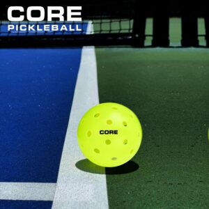 CORE Pickleball Balls for Professionals and All Levels of Play, USA Pickleball Approved Durable Outdoor Pickleball Balls with 40 Holes (6 Pack FBM)