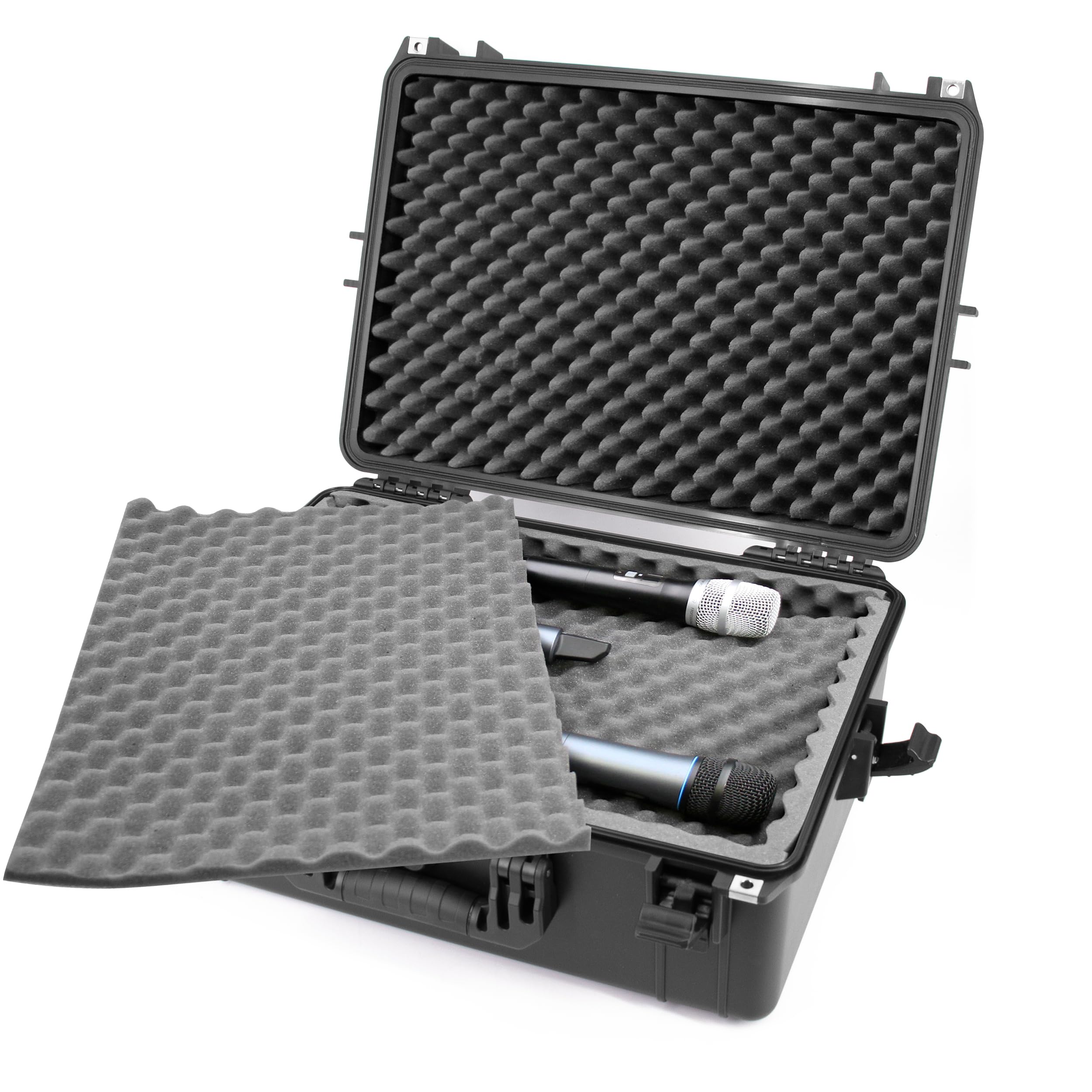 CASEMATIX Waterproof Mixer Carry Case Compatible with Yamaha MG12XU 12 Channel Mixing Console and More - Hard Shell Sound Board Case with Foam Fits Mixers up to 17" x 12.1" x 5" and Cables, Case Only