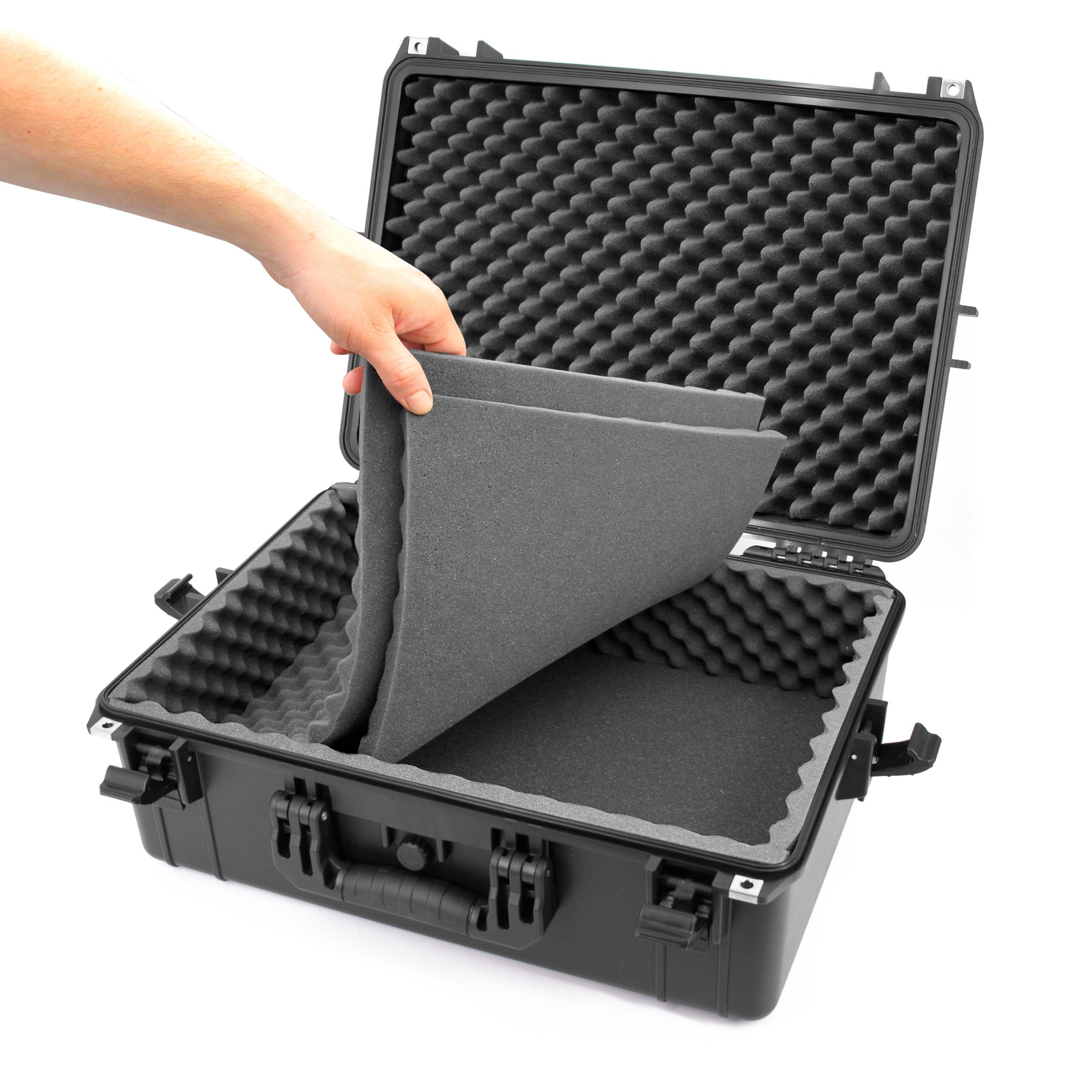 CASEMATIX Waterproof Mixer Carry Case Compatible with Yamaha MG12XU 12 Channel Mixing Console and More - Hard Shell Sound Board Case with Foam Fits Mixers up to 17" x 12.1" x 5" and Cables, Case Only