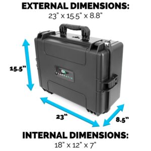 CASEMATIX Waterproof Mixer Carry Case Compatible with Yamaha MG12XU 12 Channel Mixing Console and More - Hard Shell Sound Board Case with Foam Fits Mixers up to 17" x 12.1" x 5" and Cables, Case Only