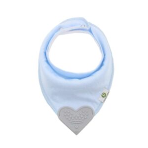 Pickle & Olive Baby Bandana Teething Bibs with Attached Silicone Teether - Set Of 4 -Solid Blues