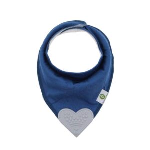 Pickle & Olive Baby Bandana Teething Bibs with Attached Silicone Teether - Set Of 4 -Solid Blues