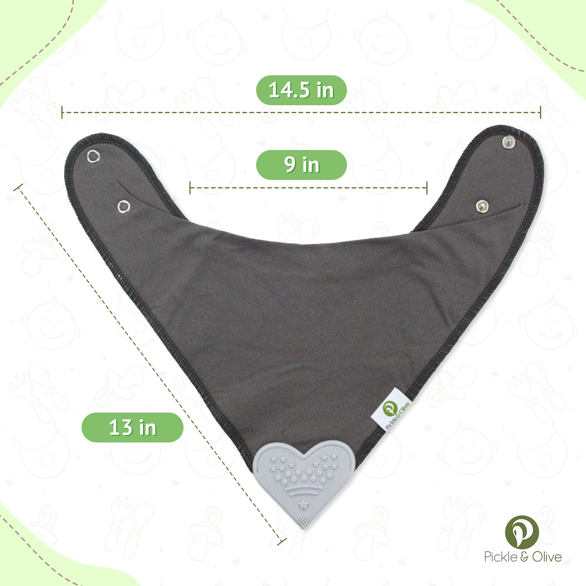 Pickle & Olive Baby Bandana Teething Bibs with Attached Silicone Teether - Set Of 4 -Solid Blues