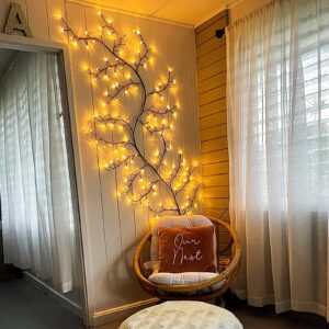 goeswell enchanted flexible led willow vines for christmas room decor, 7.5ft lights for walls and bedrooms (no remote)