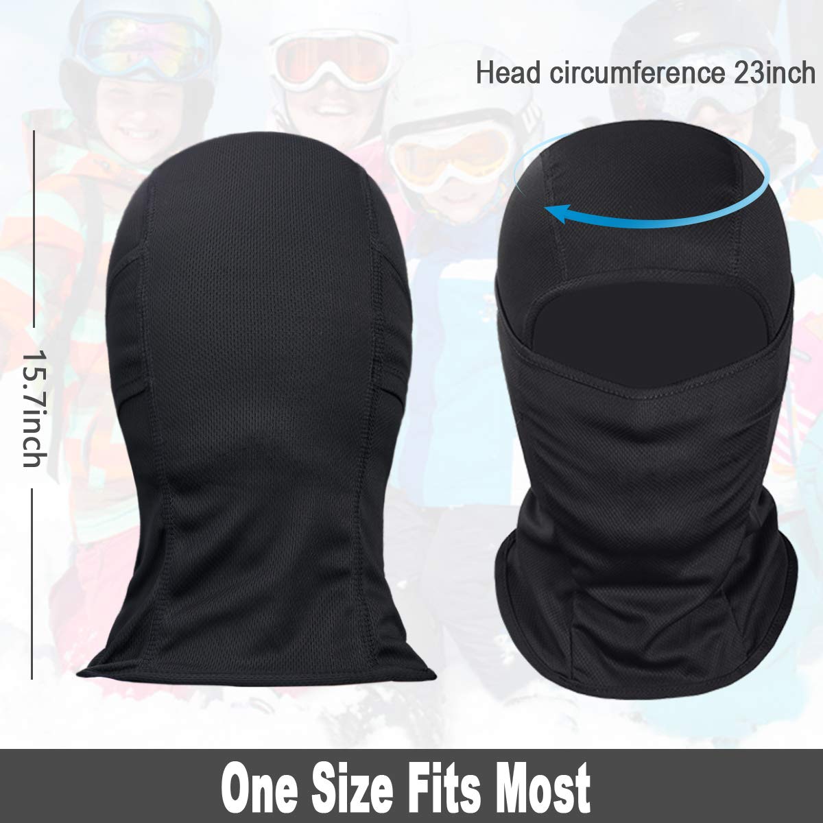 Achiou Ski Mask for Men Women, Balaclava Face Mask, Shiesty Mask UV Protector Lightweight for Motorcycle Snowboard Black