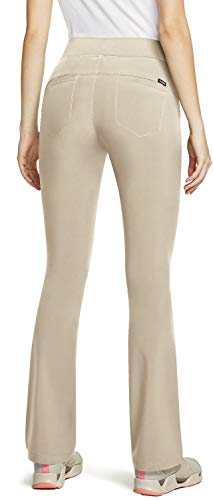 CQR Women's Hiking Pants, Lightweight UPF 50+ Sun Protective Outdoor Pants, Quick Dry Stretch Camping Work Pants, Boot Cut Beige, 6