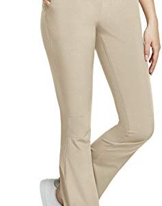 CQR Women's Hiking Pants, Lightweight UPF 50+ Sun Protective Outdoor Pants, Quick Dry Stretch Camping Work Pants, Boot Cut Beige, 6