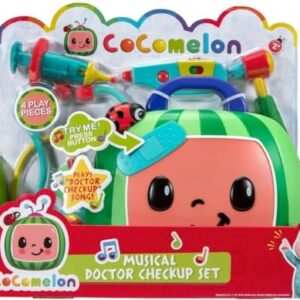 CoComelon Official Musical Checkup Case, Plays Clips from ‘Doctor Checkup’ Song – Includes 4 Themed Medical Doctor Accessories (Thermometer, Syringe, Stethoscope, and More) for Fun Role Play, Green