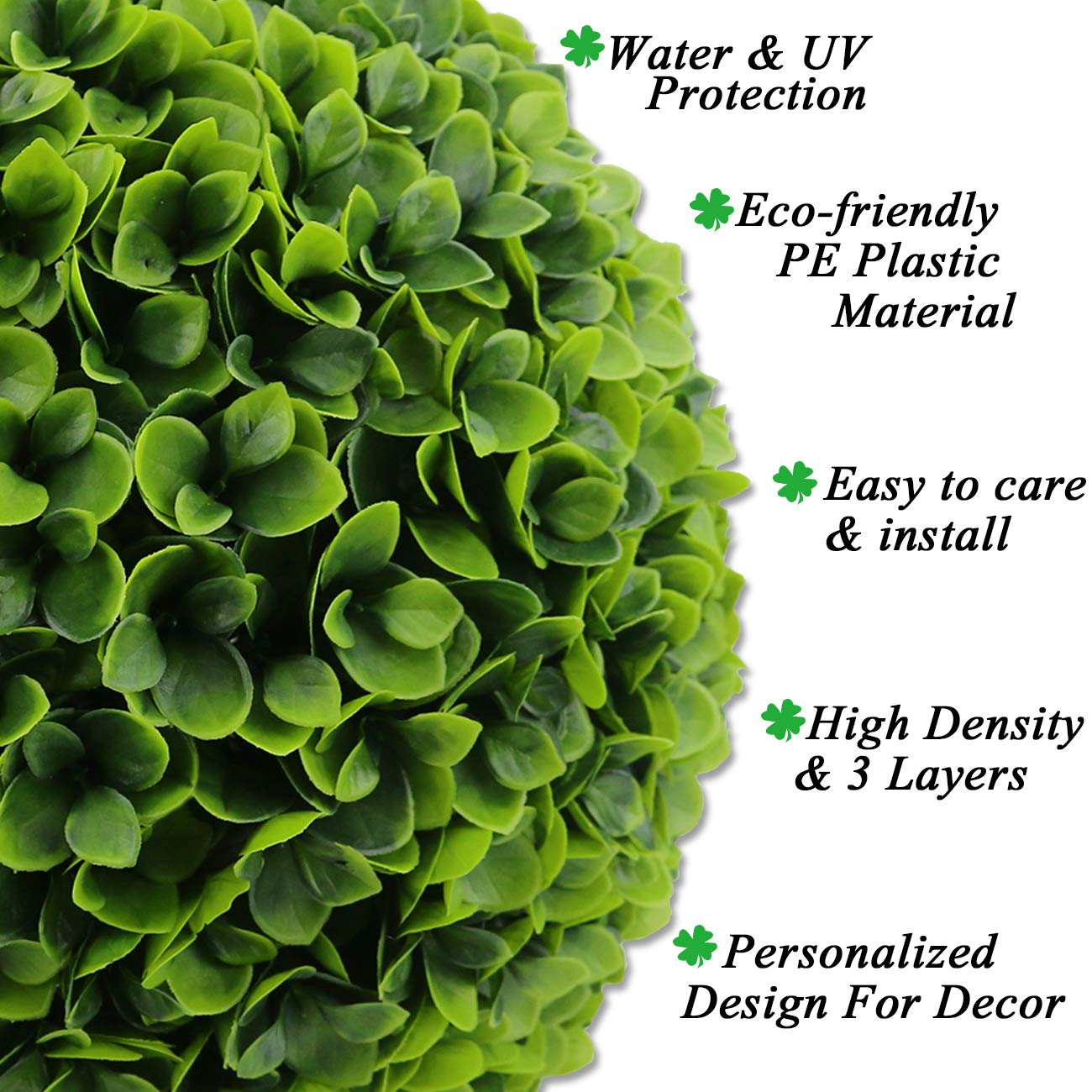 Sunnyglade 2 PCS 15.7 inch 3 Layers Artificial Plant Topiary Ball Faux Boxwood Decorative Balls for Backyard, Balcony,Garden, Wedding and Home Décor