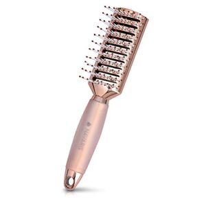 navaris vented hairbrush - vented hair brush with gel handle and wide set bristles for detangling and styling wet, dry, curly, thick hair - rose gold