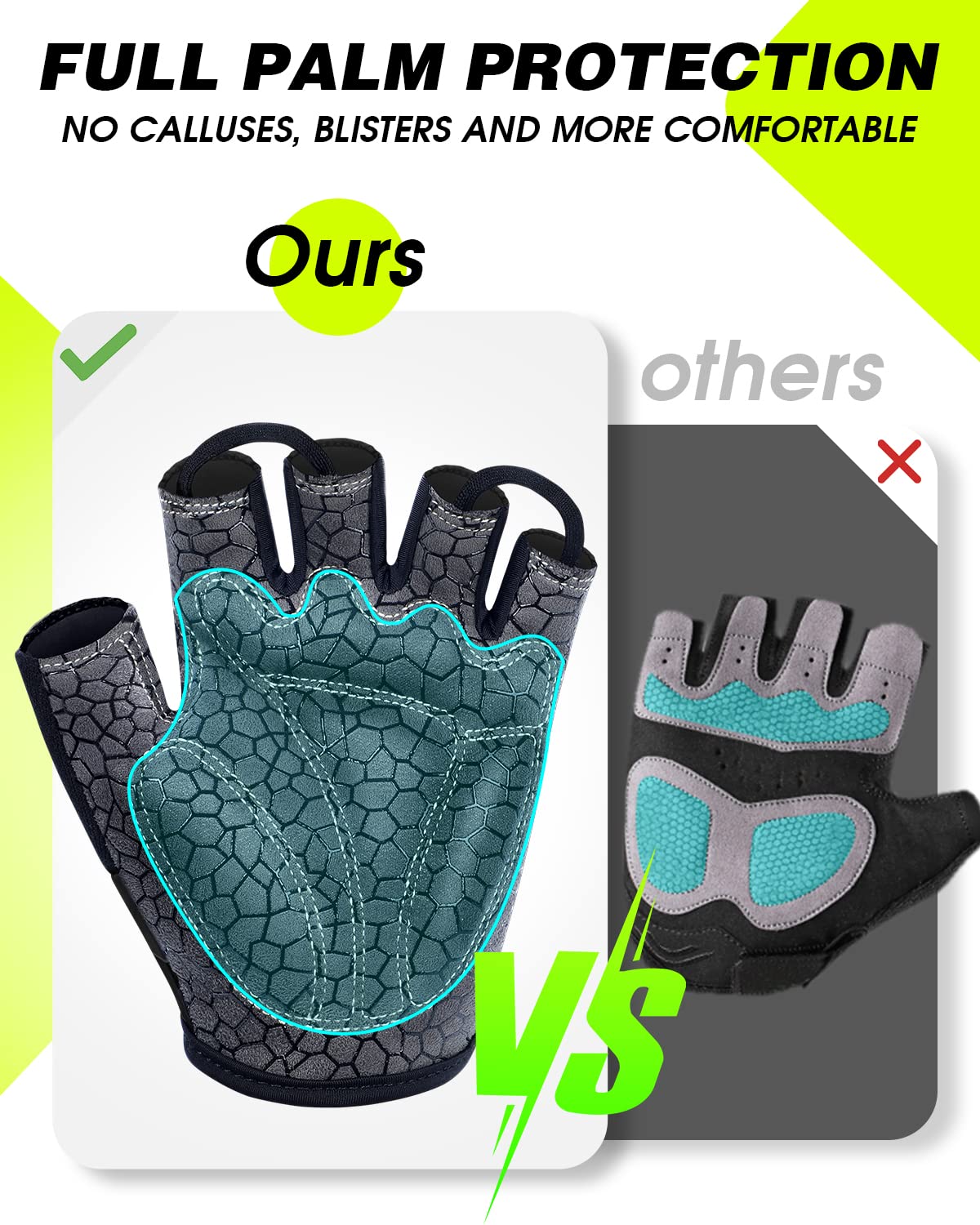 Tanluhu Cycling Gloves Mountain Bike Gloves Half Finger Road Racing Riding Gloves Breathable Shock-Absorbing Biking Gloves for Men and Women (Green, L)