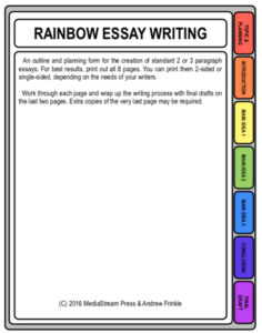 rainbow essay writing graphic organizer and writing planning tool