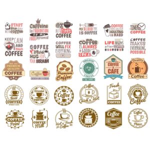 seasonstorm coffee text logo precut anti-uv waterproof decoration notebook planner stickers scrapbooking diary sticky paper flakes (pk510)