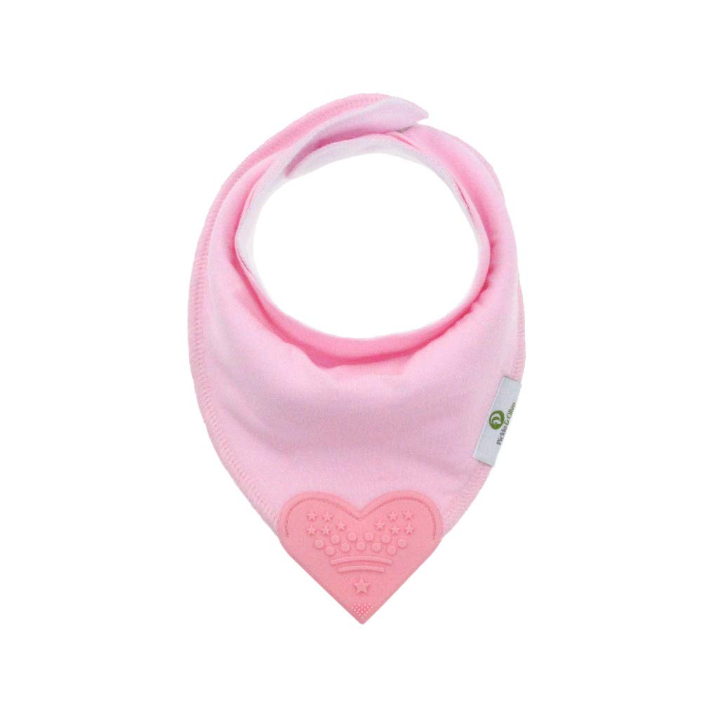 Baby Bandana Teething Bibs with Attached Silicone Teether - Set Of 4 - Solid Pinks