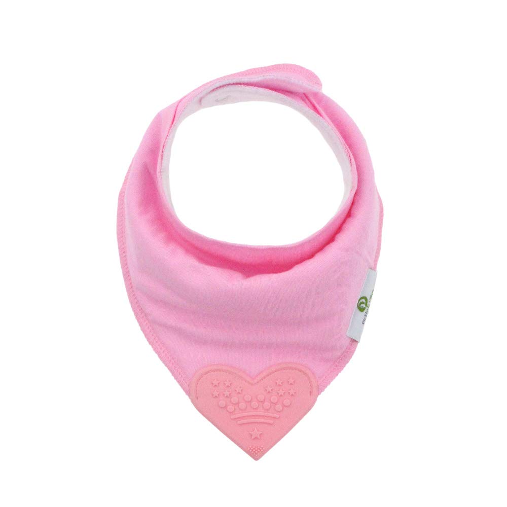 Baby Bandana Teething Bibs with Attached Silicone Teether - Set Of 4 - Solid Pinks