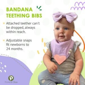 Baby Bandana Teething Bibs with Attached Silicone Teether - Set Of 4 - Solid Pinks