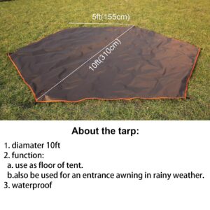 WINTENT 4 Season Teepee Tent with Stove Jack for Camping Hiking, Height 7.8FT/240CM (Brown, with Half Mesh Tent)