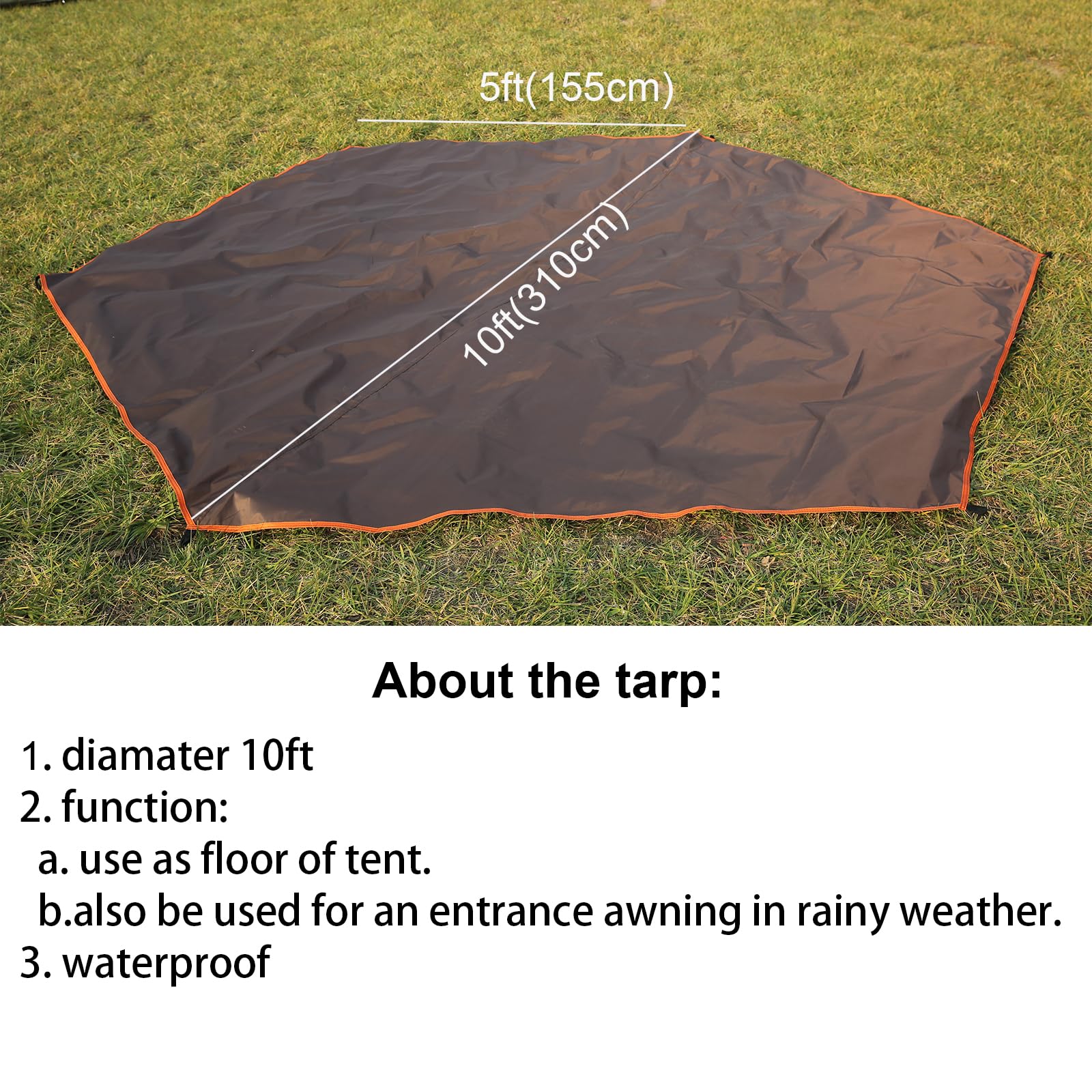 WINTENT 4 Season Teepee Tent with Stove Jack for Camping Hiking, Height 7.8FT/240CM (Brown, with Half Mesh Tent)