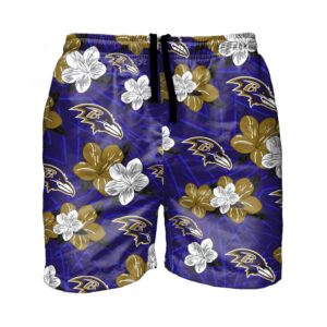 foco nfl baltimore ravens mens hibiscus slim fit 5.5" swim suit swimming trunkshibiscus slim fit 5.5" swim suit swimming trunks, team color, l