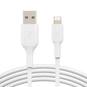 belkin boostcharge lightning cable - 9.8ft/3m - mfi certified apple iphone charger usb to lightning cable - iphone cable - iphone charger cord - apple charger - usb phone charger - white