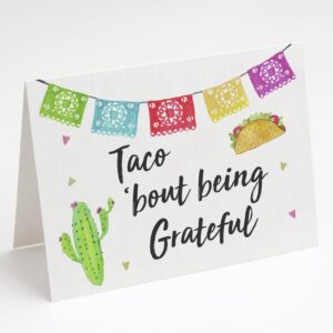 The Invite Lady Taco Baby Shower Thank You Cards Fiesta Gender Neutral Unisex Celebration Taco Bout 'Bout Being Grateful Cactus Blank Inside Printed Folding Cards (24 Count)