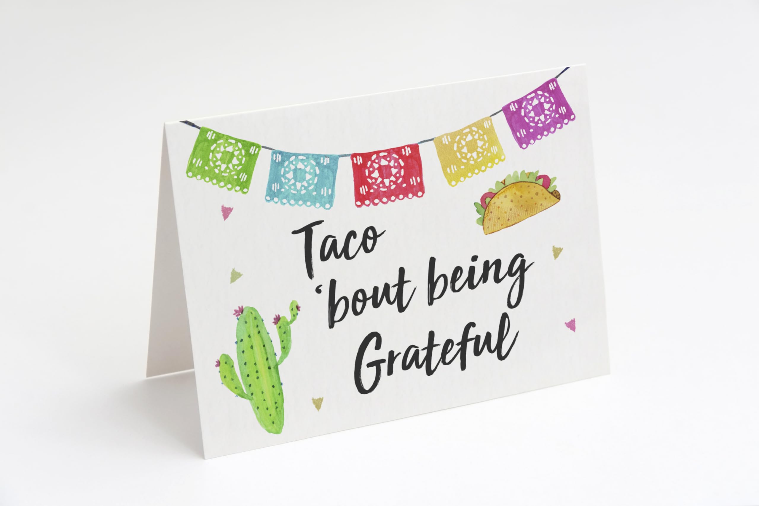 The Invite Lady Taco Baby Shower Thank You Cards Fiesta Gender Neutral Unisex Celebration Taco Bout 'Bout Being Grateful Cactus Blank Inside Printed Folding Cards (24 Count)