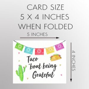 The Invite Lady Taco Baby Shower Thank You Cards Fiesta Gender Neutral Unisex Celebration Taco Bout 'Bout Being Grateful Cactus Blank Inside Printed Folding Cards (24 Count)