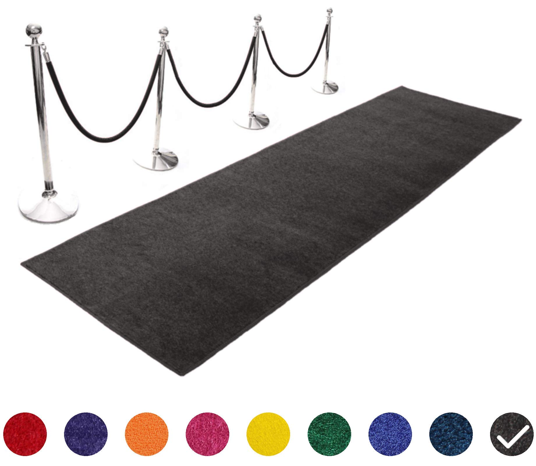 Event Carpet Aisle Runner - Quality Plush Pile Rug with Backing, Binding in Various Sizes (4 X 15 ft, Black)