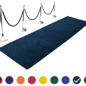 Event Carpet Aisle Runner - Quality Plush Pile Rug with Backing, Binding in Various Sizes (3 X 35 ft, Dark Blue)