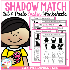 shadow matching easter cut & paste worksheets