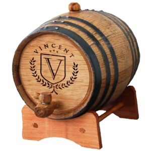 custom engraved and personalized whiskey wine scotch bourbon mini oak barrel - complete aging kit - mpm styles (2 liter barrel)