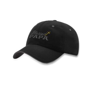 richardson soft running hat blessed papa a embroidery polyester waterproof baseball cap strap closure black charcoal design only