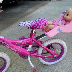 DRBIKE Doll Bike Seat Bicycle Seat with Decorate Yourself Decals for Girls Bike, Doll Carrier Fits Standard Sized Dolls and Stuffed Animals, Bike Attachment, Kids Bike Accessories Pink