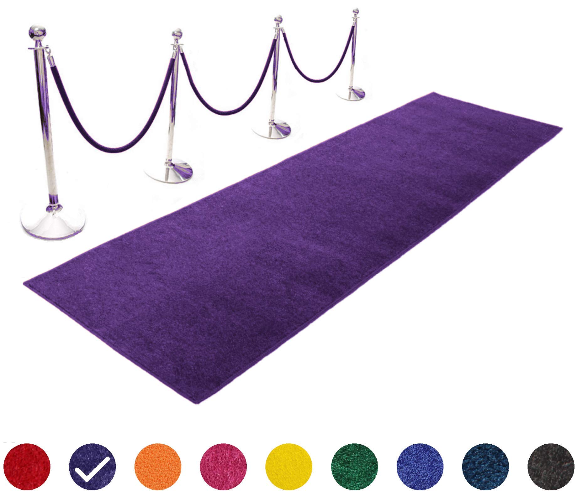 Event Carpet Aisle Runner - Quality Plush Pile Rug with Backing, Binding in Various Sizes (4 X 35 ft, Purple)