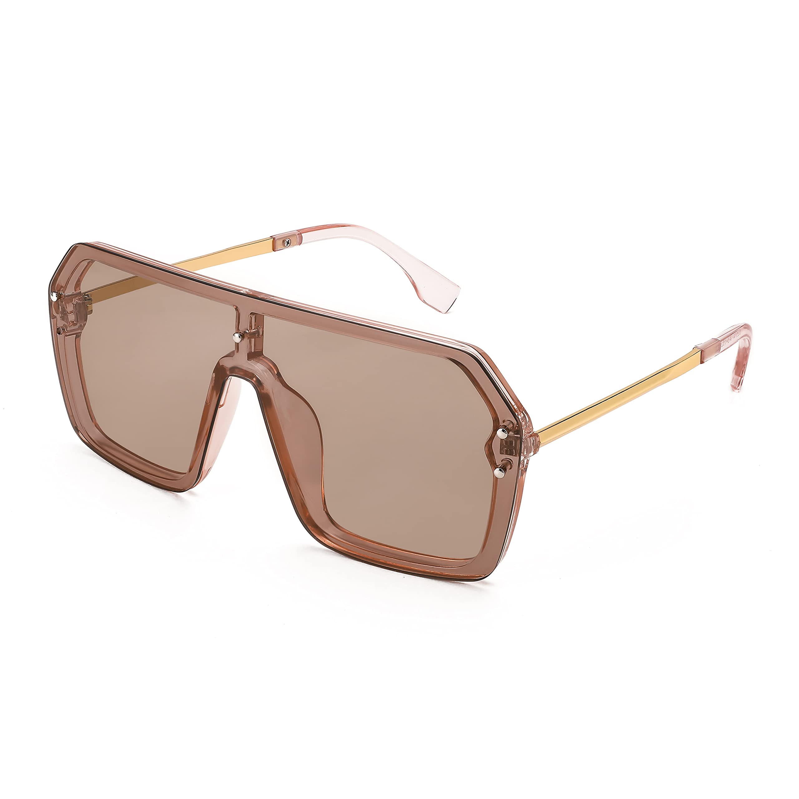 FEISEDY Classic Siamese One Piece Sunglasses Nice Rimless Stylish Retro Design for Women Men B2574