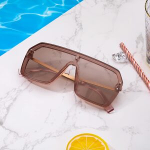 FEISEDY Classic Siamese One Piece Sunglasses Nice Rimless Stylish Retro Design for Women Men B2574