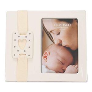 demdaco sweet baby gray heart and cream 4 x 6 photo table top frame holder