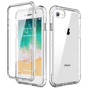 skylmw iphone se 2022/2020 case, iphone 7 case, iphone 8 cover, built-in screen protector shockproof dual layer protective hard plastic & soft tpu phone cases for iphone se 4.7 inch, clear